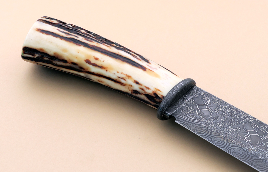 Robertson's Custom Cutlery HANK KNICKMEYER FORGED DEER MOSAIC DAMASCUS ...