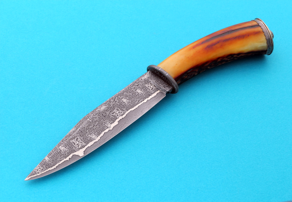 Robertson's Custom Cutlery HANK KNICKMEYER FORGED MOSAIC DAMASCUS HUNTER