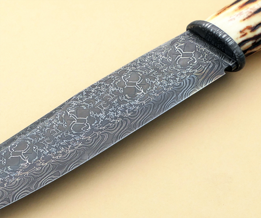 Robertson's Custom Cutlery HANK KNICKMEYER FORGED DEER MOSAIC DAMASCUS ...
