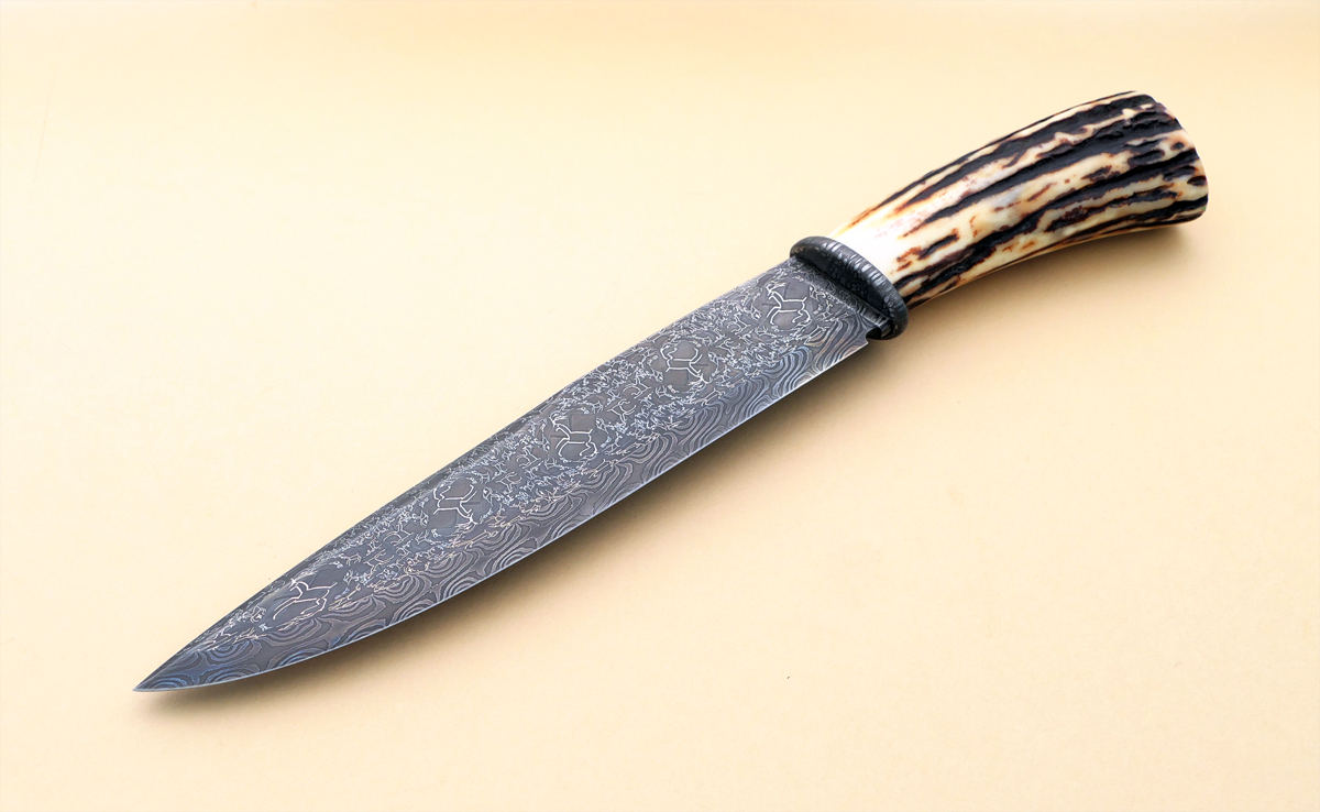 Robertson's Custom Cutlery HANK KNICKMEYER FORGED DEER MOSAIC DAMASCUS ...